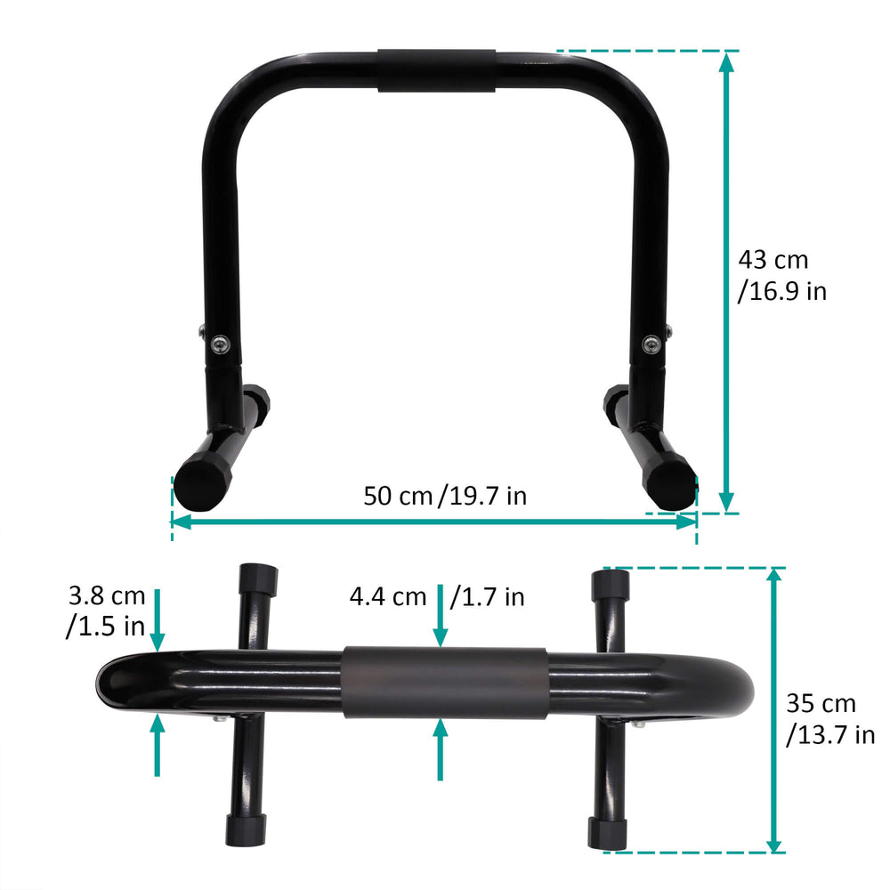 Fitness Parallettes Made of Steel, Non-Slip With Extra Wide Handle
