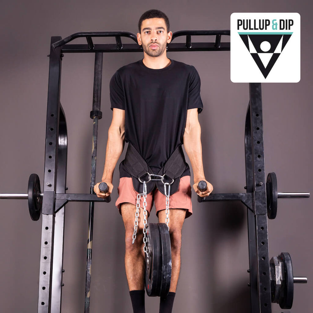Premium Dip Belt with Chain, Carabiners and Unique Flaps.