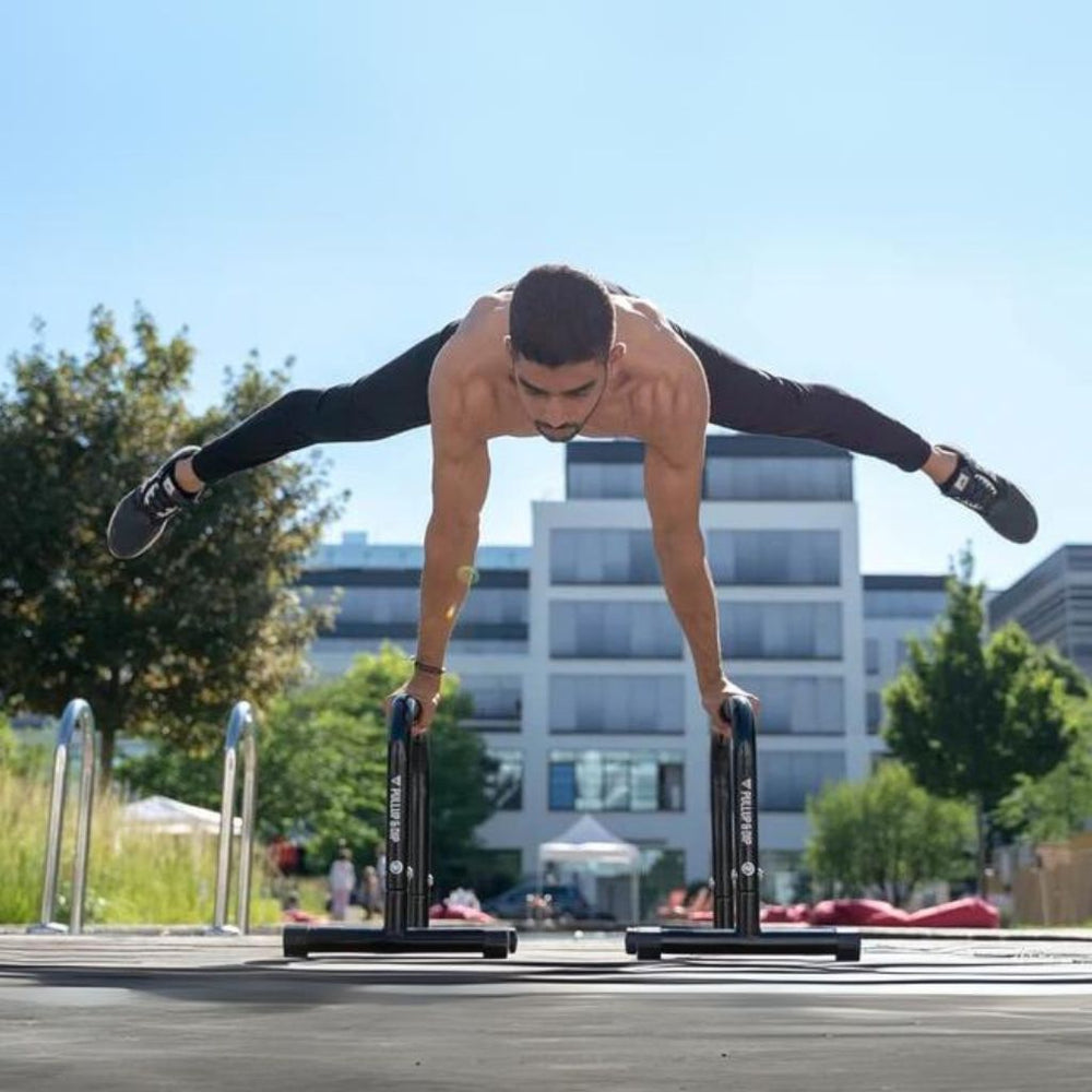 Fitness Parallettes Made of Steel, Non-Slip With Extra Wide Handle