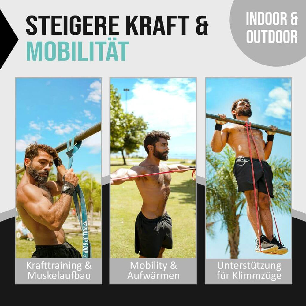 Pull-Up Bands in Different Strengths With Bag + Door Anchor (Sets)