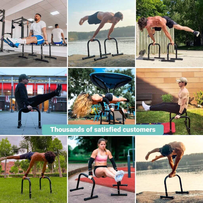 Fitness Parallettes Made of Steel, Non-Slip With Extra Wide Handle
