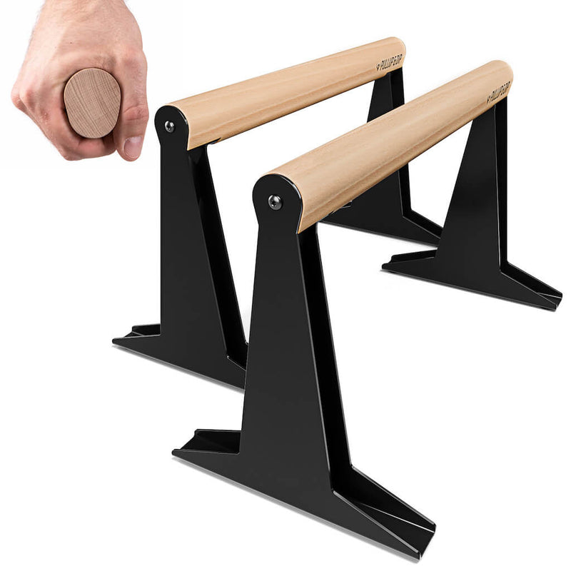 Wooden Parallettes With Ergonomic Handle - Low & Medium Parallettes