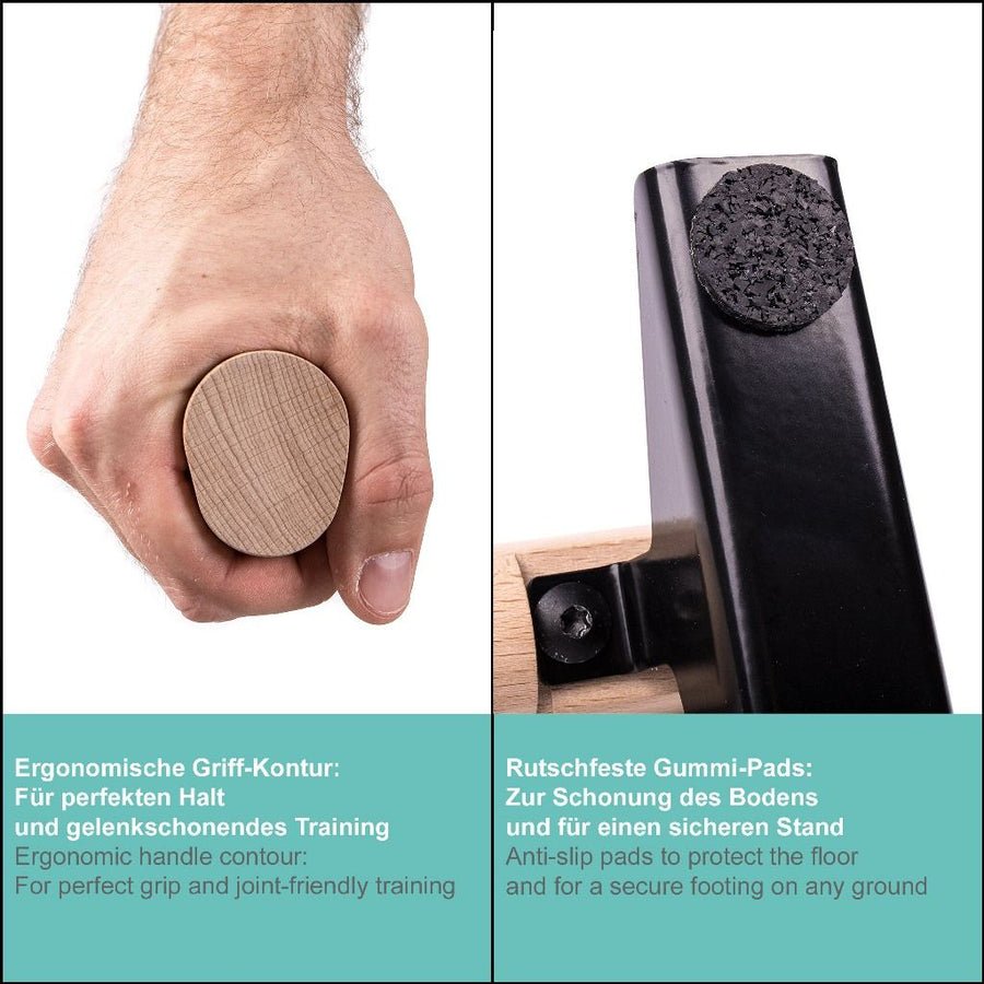 Wooden Parallettes With Ergonomic Handle - Low & Medium Parallettes